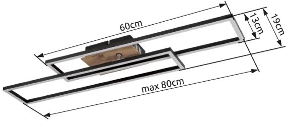 Globo 67208-30 - LED Stropní svítidlo DAKARI LED/30W/230V 3000K 60x80 cm černá