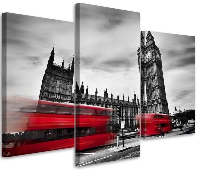 Gario Obraz na plátně Autobusy v Londýně - 3 dílný Rozměry: 60 x 40 cm