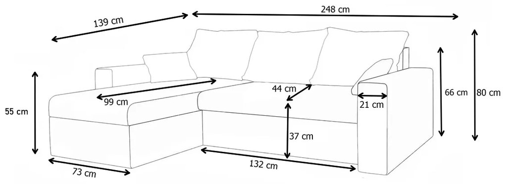 Rohová rozkládací sedačka PAUL, 248x80x139, mikrofáze 15/22, levá