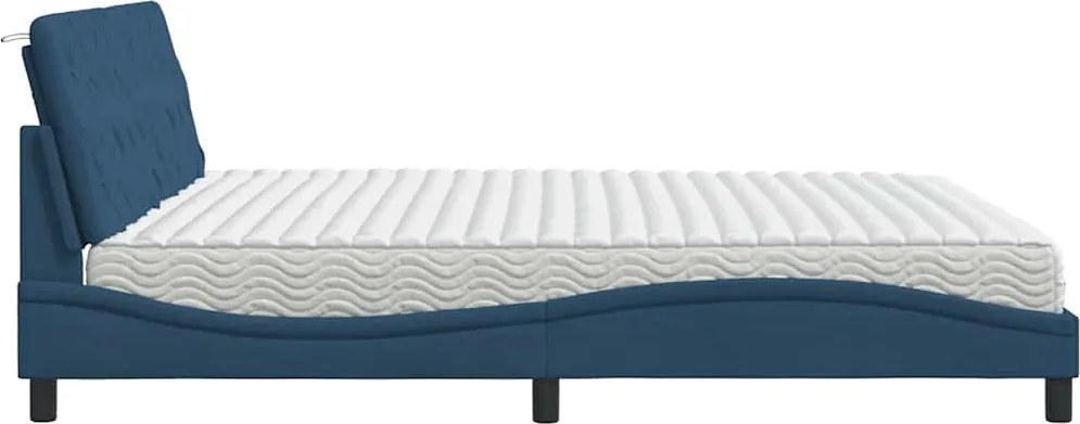 Postel s matrací modrá 200 x 200 cm textil 3310768