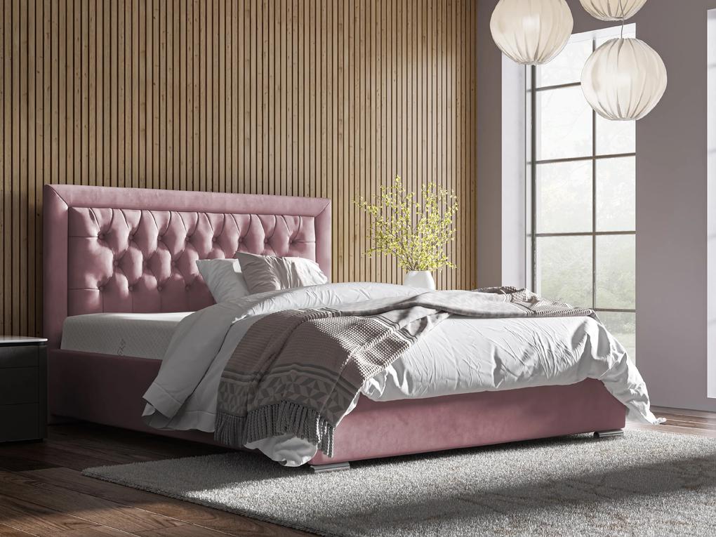 Eka Čalouněná postel Mona 140x200 cm Barva látky Trinity: (2310) Růžová, Úložný prostor: S dřevěným rámem úložného prostoru