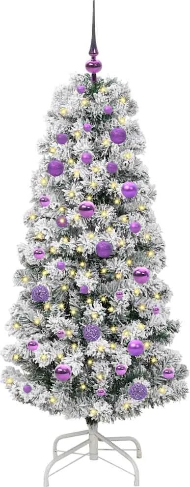 Umělý Skládací Vánoční Strom 150 LED Zelená a bílá 150 cm 3395592