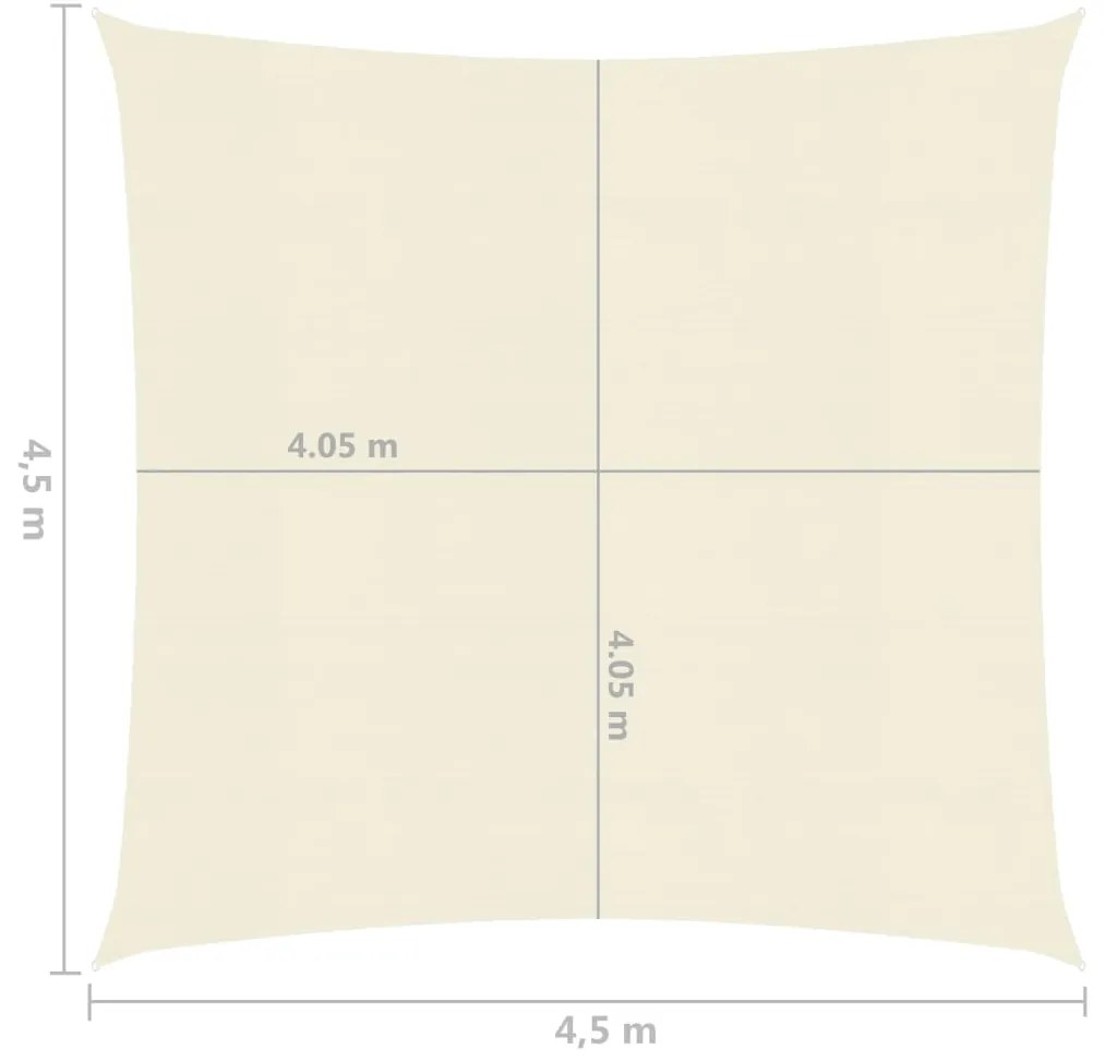 vidaXL Plachta proti slunci 160 g/m² krémová 4,5 x 4,5 m HDPE