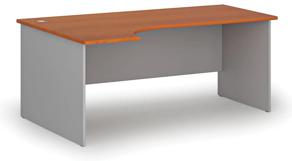 Rohový kancelářský psací stůl PRIMO GRAY, 180x120 cm, levý, šedá/třešeň