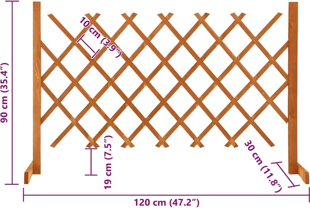 Zahradní trelážový plot oranžový 120 x 90 cm masivní jedle 314824