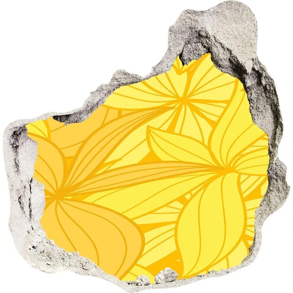 Wallmuralia Nálepka 3D díra na zeď Žluté květiny pozadí 75x75 cm