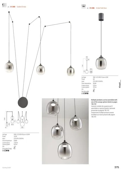 Redo 01-3485 -LED Stmívatelná nástěnná lampa KHADI 3xLED/5,5W/230V černá/kouřová