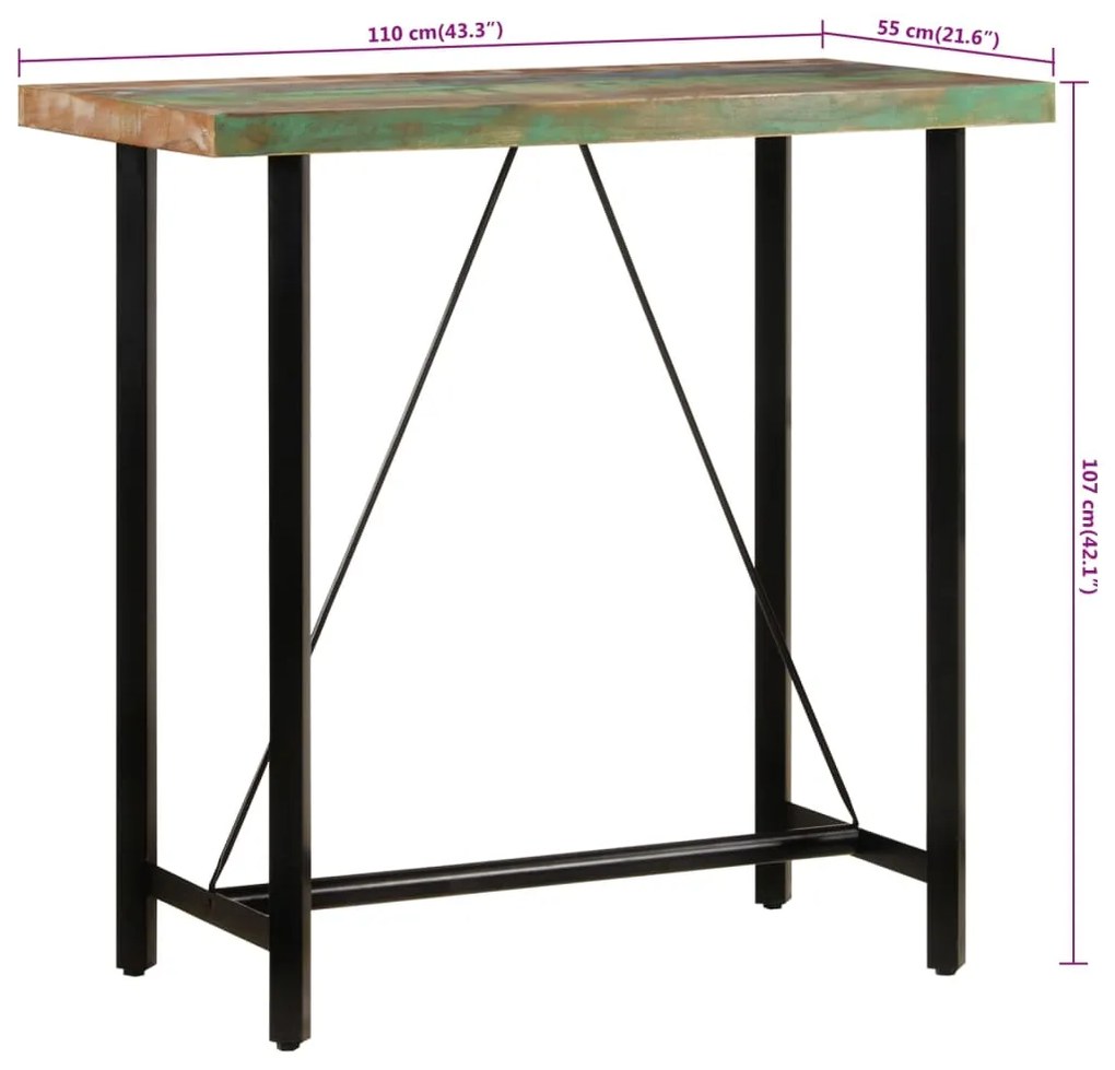 Barový stůl 110x55x107 cm masivní recyklované dřevo a železo