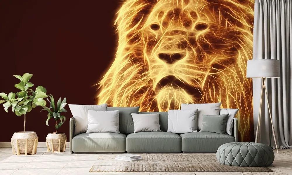 Samolepící tapeta hlava lva v abstraktním provedení - 450x300 cm