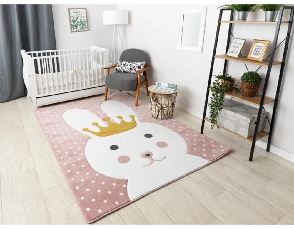 Dětský kusový koberec Králíček růžový 160x220cm