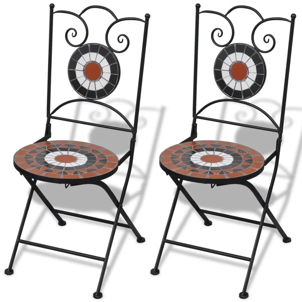 Skládací bistro židle 2 ks keramické terakotové a bílé - Default Title