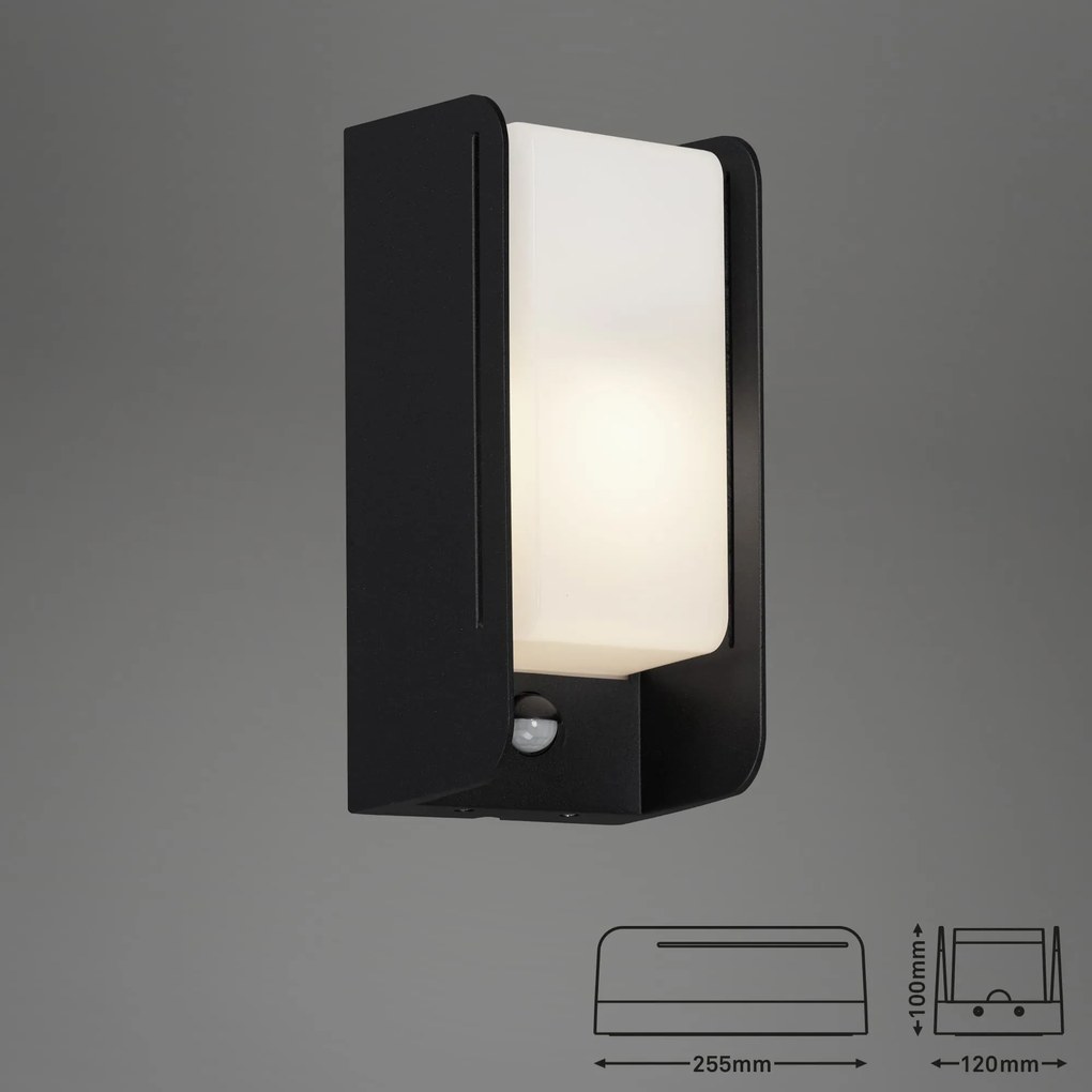 BRILO 3017015 Venkovní svítidlo s čidlem 25,5 cm 1x E27 12W černá (starý kód: BRILO 3017-015) - BRILO