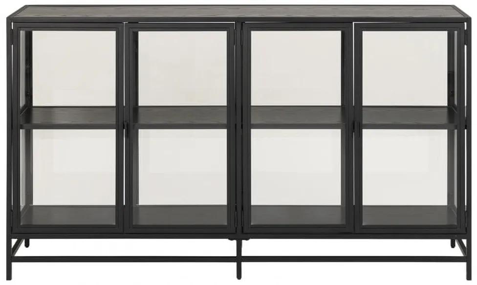 Design scandinavia Vitrína Seaford, 152,4 cm, černá