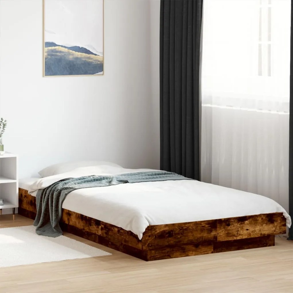 Rám postele kouřový dub 75 x 190 cm kompozitní dřevo 3281249