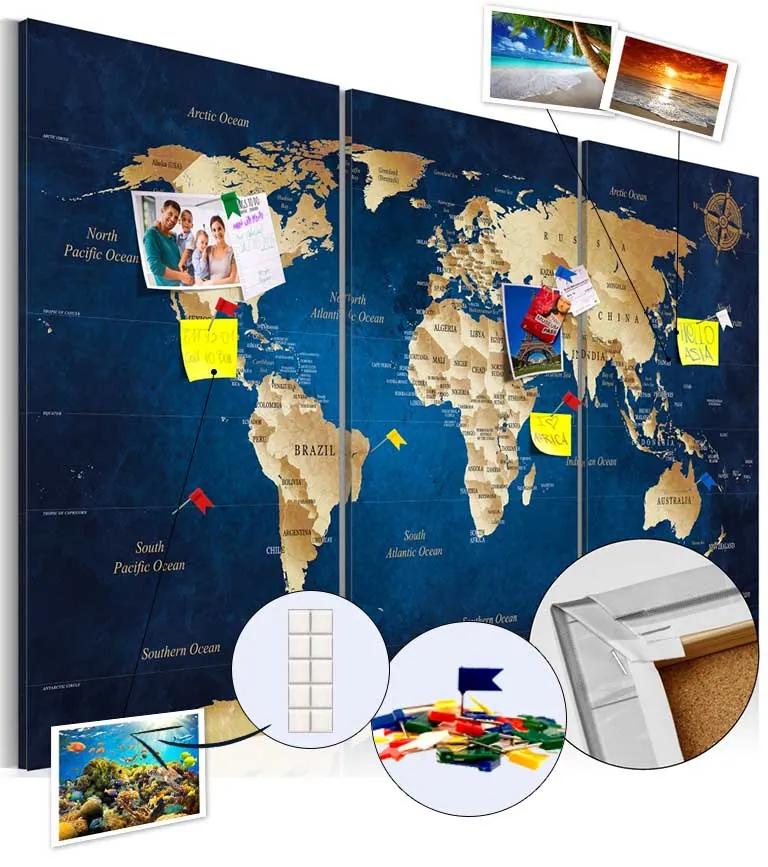 Béžové kontinenty na korkové tabuli + háčky, hřebíčky, pin-vlajky, lepicí guma ZDARMA Velikost (šířka x výška): 60x40 cm
