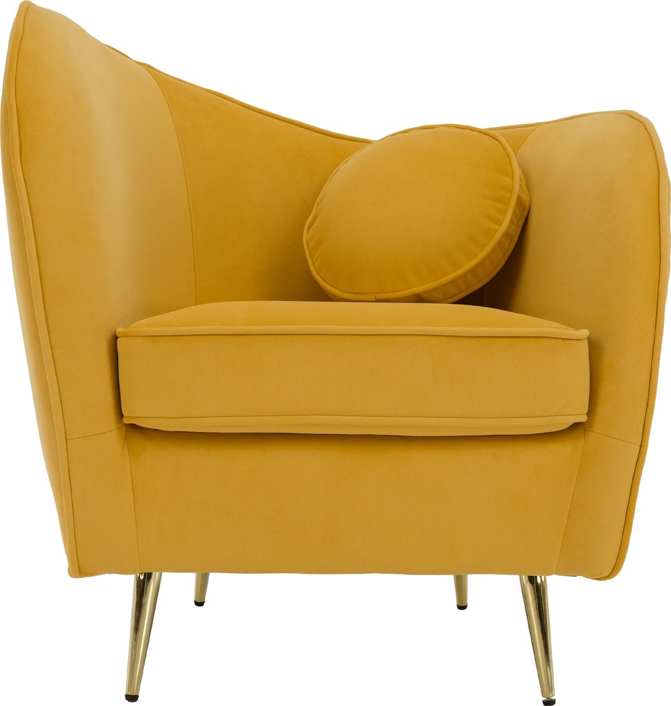 Designové křeslo, žlutá Velvet látka/gold chrom zlatá, EZIO