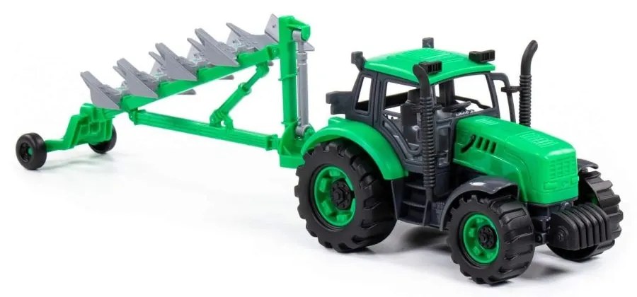 Polesie Traktor Progress s pluhy na setrvačník zeleny