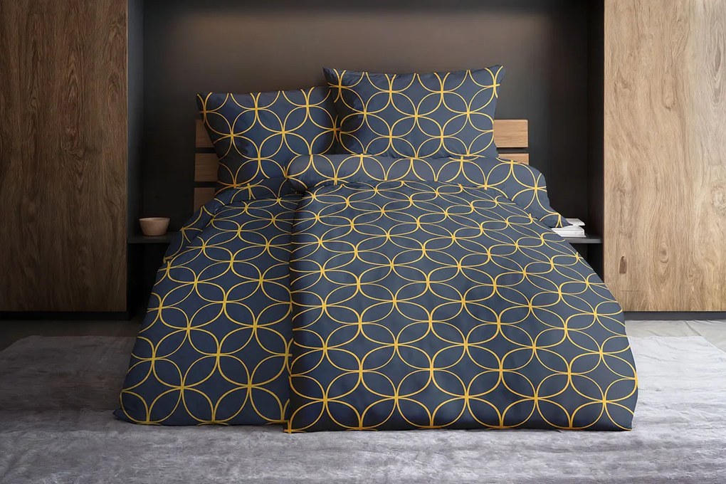 GRUND NOCTURA – Povlečení temně modré Rozměr: 140x220+70x90 cm