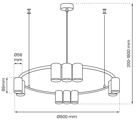 Lustr na lanku GENESIS 10xGU10/8W/230V bílá