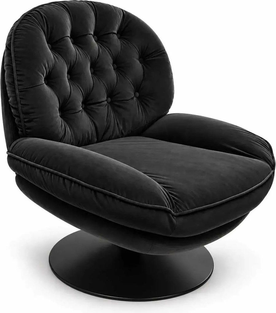 LuxuryForm DESIGN Otočné relaxační křeslo LUNA s podnožkou - černé