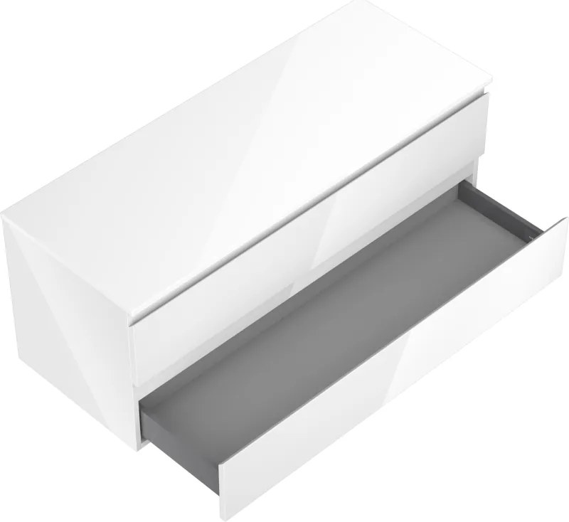 Mexen Orio, koupelnová skříňka 120 cm s horní částí, 2 zásuvky, bílá lesklá, 91A10-12047-2-BFFC00