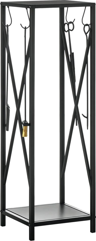 Držák na dřevo Outsunny - Sloupcový stojan na dřevo - Více příslušenství rozměr 34Š x 34H x 111V cm Metal Černý