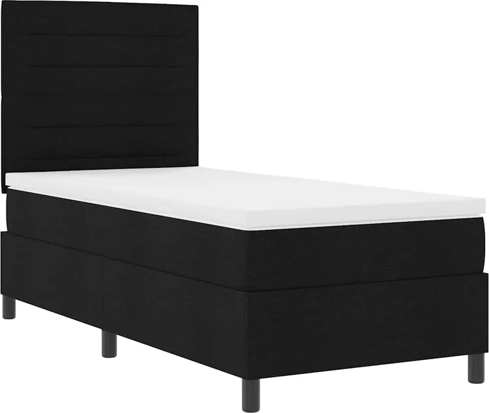 Postel s boxspringem s matrací s čelo Černá 90 x 190 cm textil 3339275