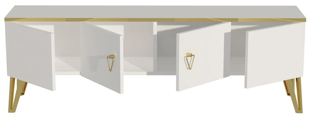 TV stolek/skříňka Capari (Bílá + Zlatá). 1072713