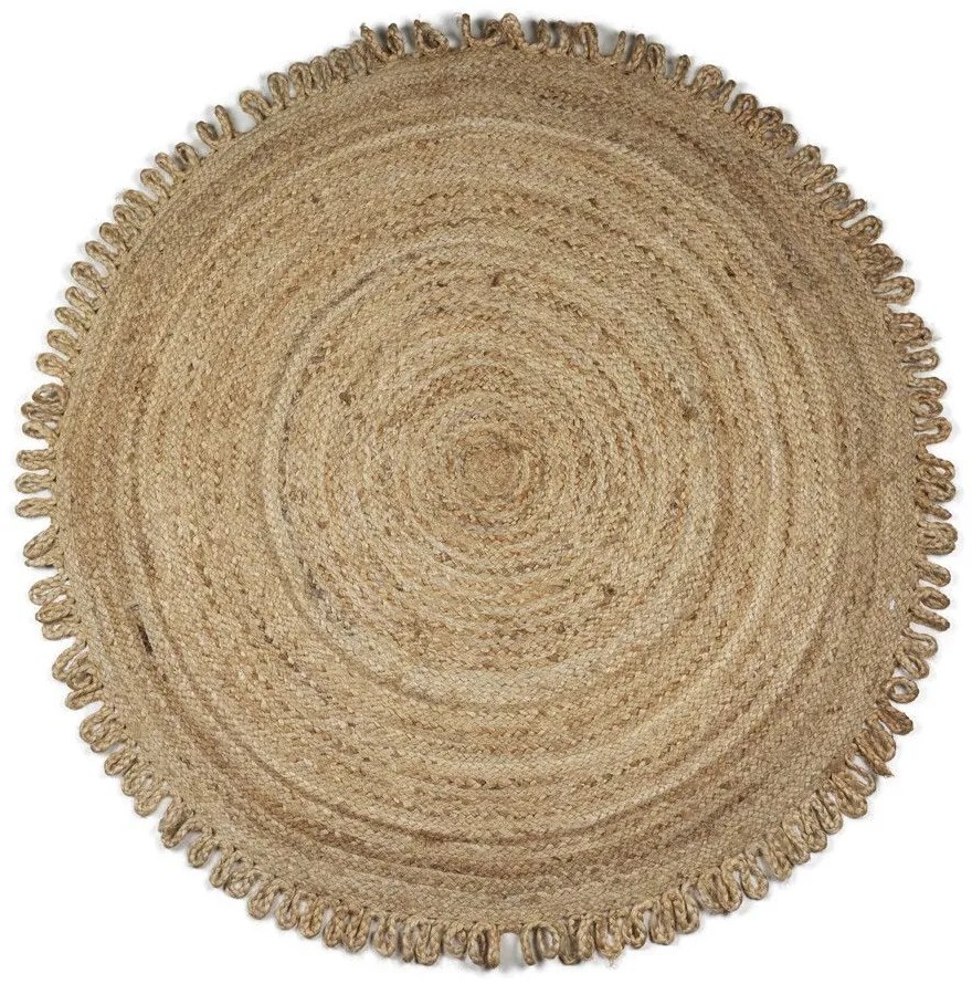 Přírodní kulatý jutový koberec se smyčkami Loops - Ø120*1cm