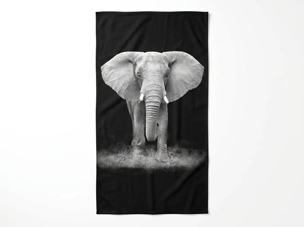 Rychleschnoucí XXL plážová osuška ELEPHOS černo-šedá 150 x 210 cm, 100% mikrovlákno
