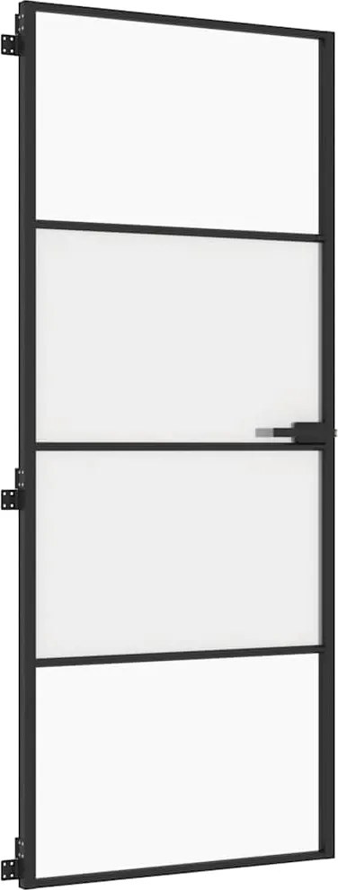 Interiérové dveře úzké černé 83x201,5 cm tvrzené sklo a hliník 155118