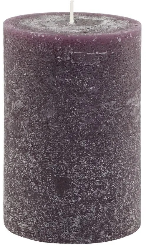 Fialová široká svíčka Macon Rustic plum - Ø 10*15cm/ 90h