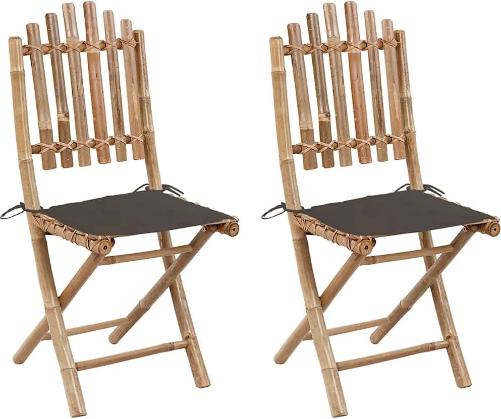 Skládací židle 2 ks s bambusovými polštáři 3063995
