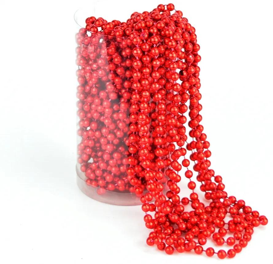 Perlový řetěz červený, dlouhý 15 m