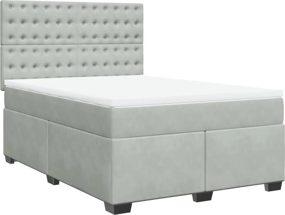 Box spring postel s matrací světle šedá 140x190 cm samet 3293218