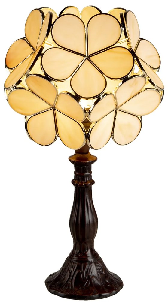 Béžová stolní lampa Tiffany Bloom - 21*21*38 cm E14/max 1*25W
