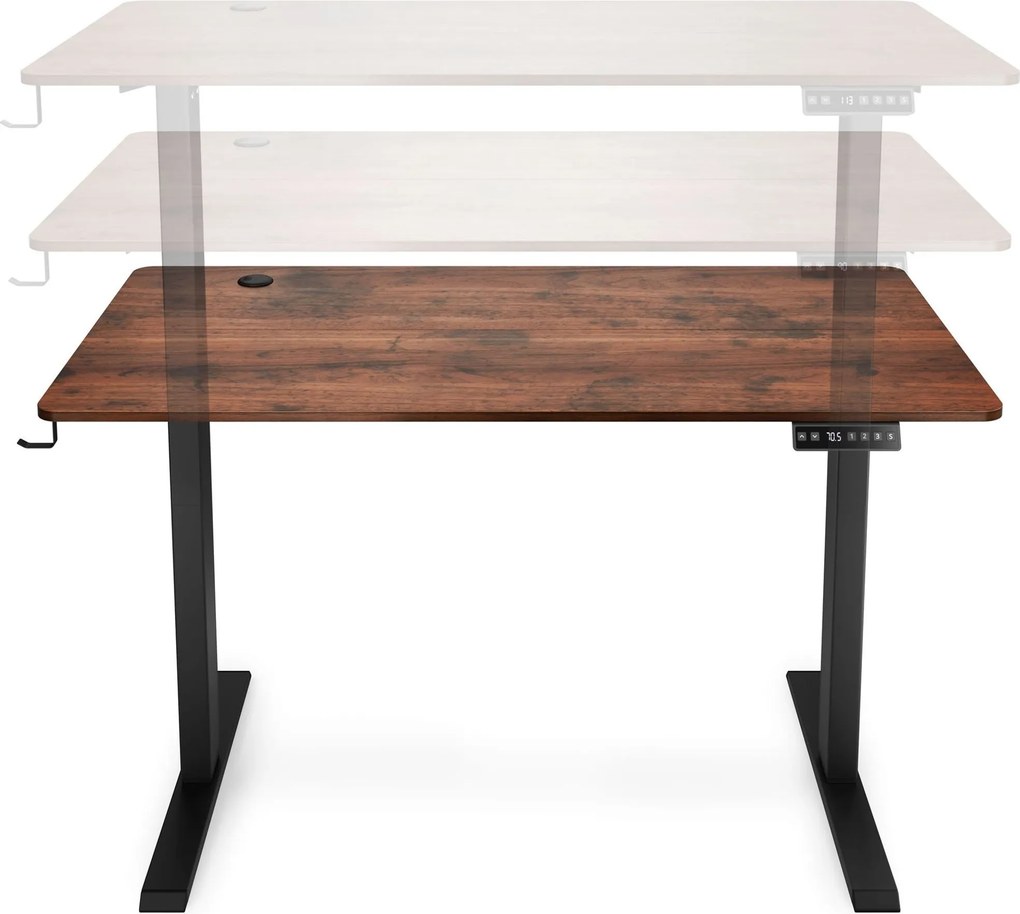 Elektrický psací stůl 120 x 60 cm Amone - hnědý