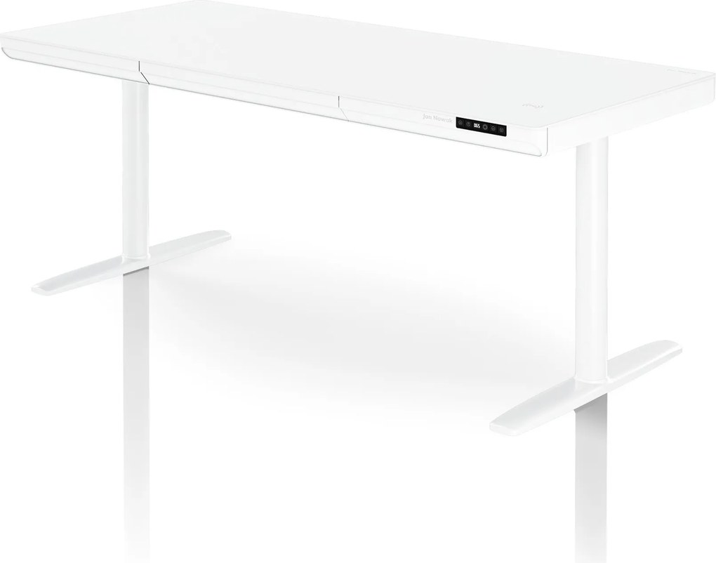 Elektrický psací stůl sit-stand se zásuvkou a bezdrátovou nabíječkou Qi bílý, 1600 mm: ELLIS