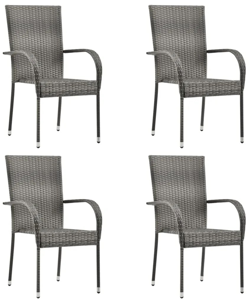 310085 vidaXL Stohovatelné zahradní židle 4 ks šedé polyratan