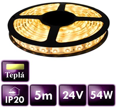 ECOLIGHT LED pásek - SMD 2835 - 5m - 60LED/m - 10,8W/m - 24V - IP20 - teplá bílá