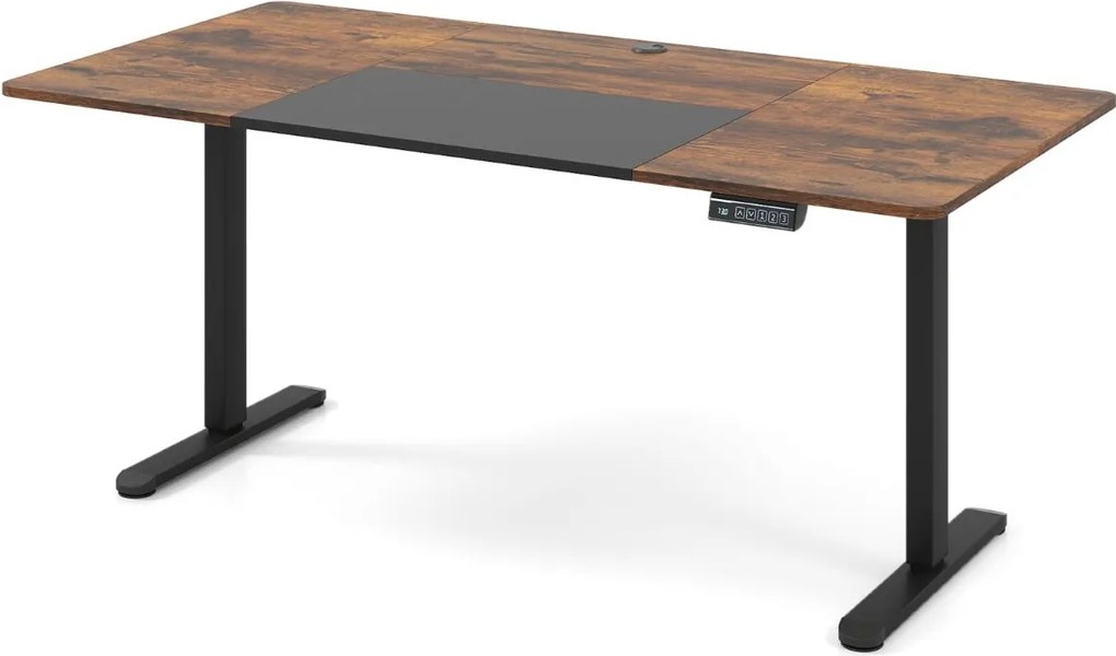 Costway Elektrický stojánek výškově nastavitelný stůl ergonomický – hnědý