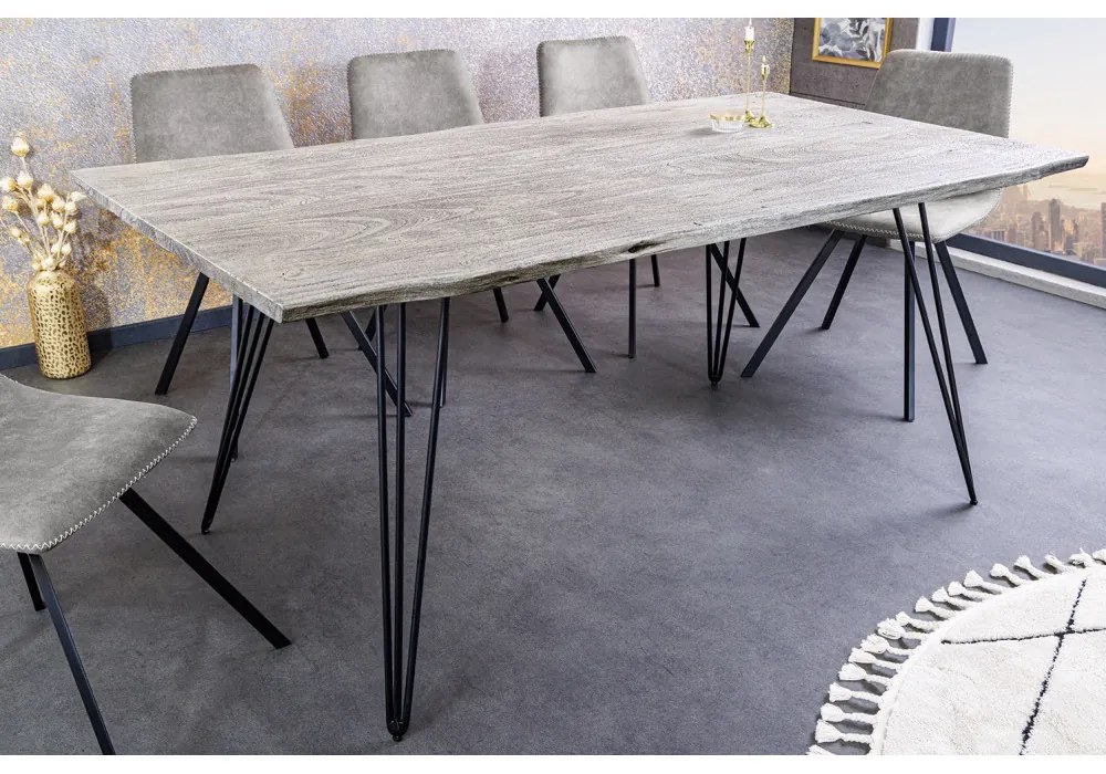 Massive home | Jídelní stůl Scorpion 140 cm šedý masiv akácie