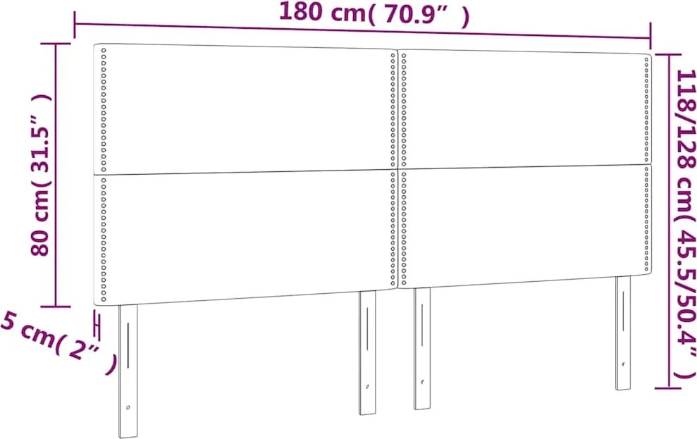 Čelo postele s LED tmavě šedé 180x5x118/128 cm samet 3122345
