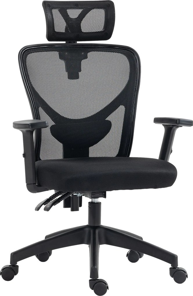 Vinsetto Kancelářská Židle, Kancelářská Židle, Nastavitelný Hlava a Opěrky Rukou, Naklápěcí Ergonomický Opěrák, Výškově Nastavitelný Sedák, Otočná, P…
