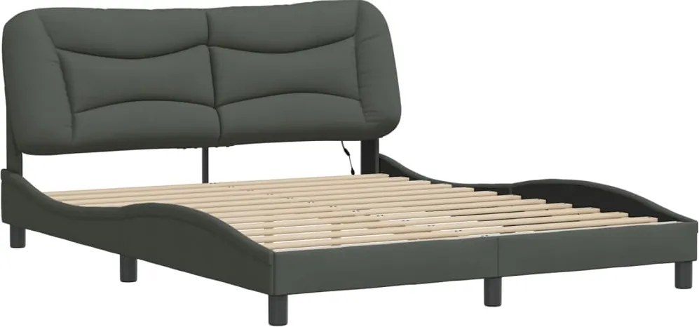 Rám postele s LED bez matrace Hvar Tmavě šedá 160x200 cm Látka 3213712