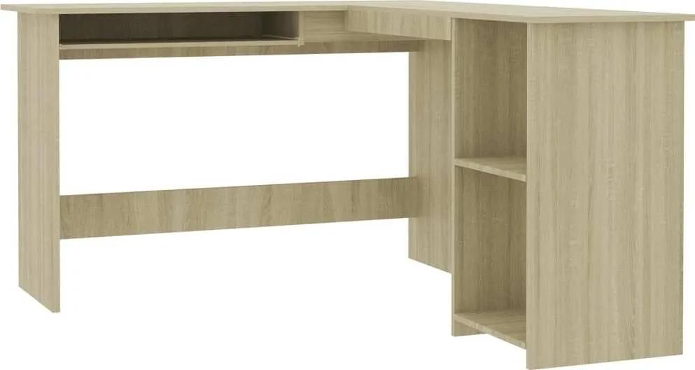 vidaXL Rohový psací stůl 120 x 140 x 75 cm dřevotříska [800750] Barva: bílá s vysokým leskem