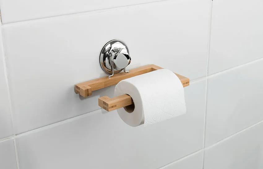 Bambusový držák na toaletní papír / ručníky Compactor Bestlock SPA Bamboo - bez vrtání