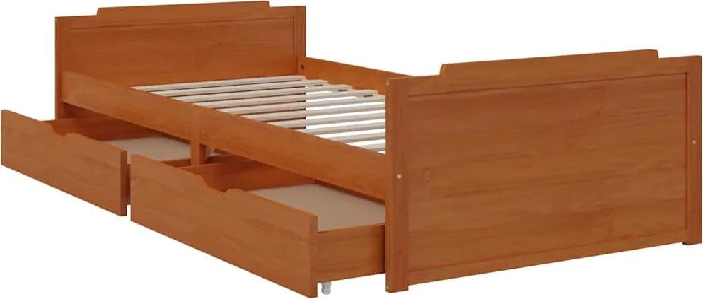 Rám postele se zásuvkami medově hnědý masivní borovice 90x200cm 322161