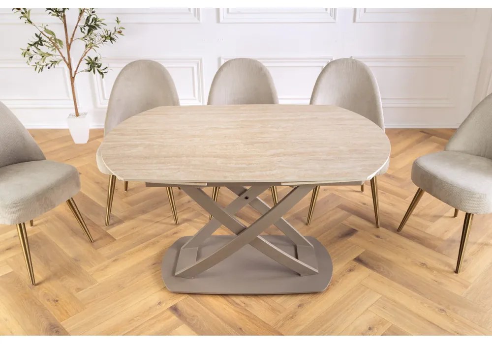 Massive home | Jídelní stůl INCEPTION GREIGE 130-190 CM travertin rozkládací