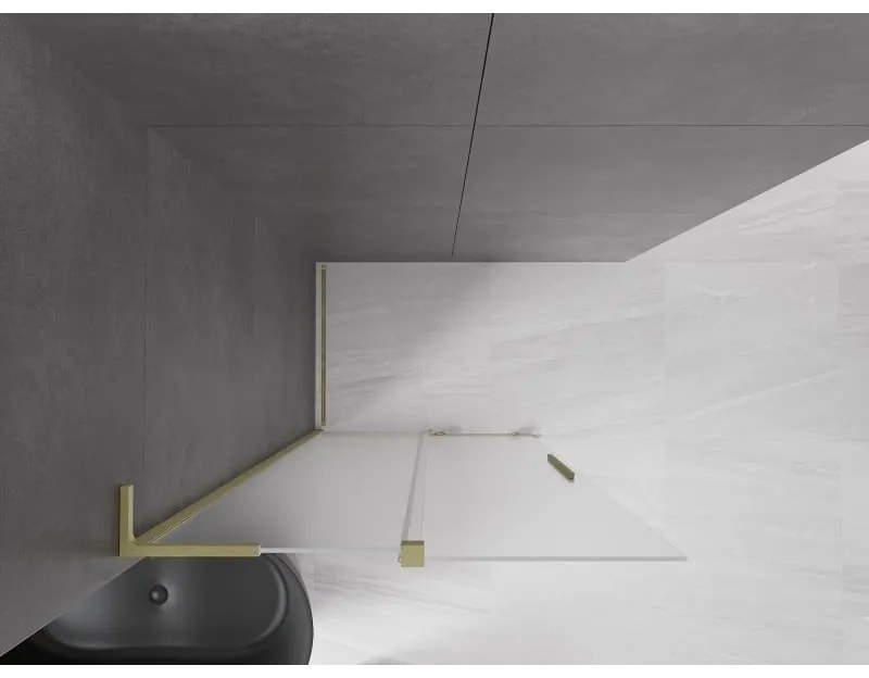 Mexen Velar L, posuvná sprchová zástěna Walk-in 100 x 200 cm, 8mm sklo námraza, zlatá matná, 871-100-003-33-55